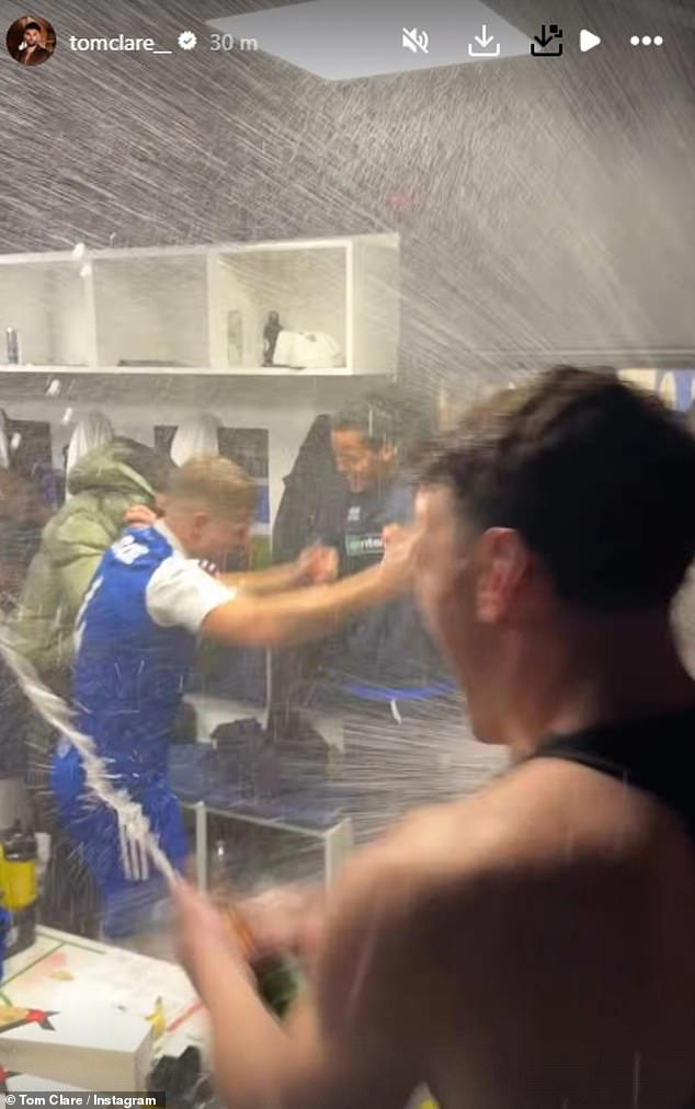 Love Island's Tom Clare celebrates his football team's win as ...