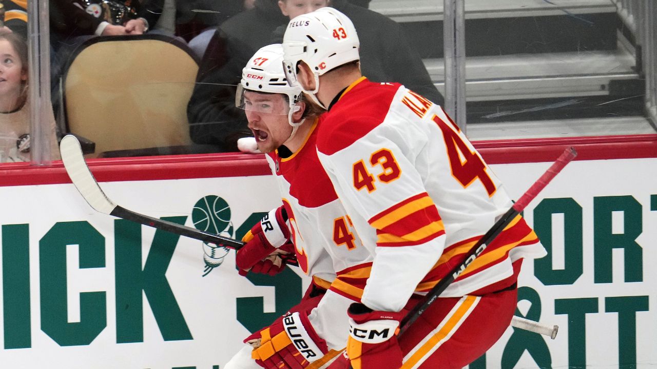 Coronato’s third-period goal helps Flames snap Penguins’ win streak