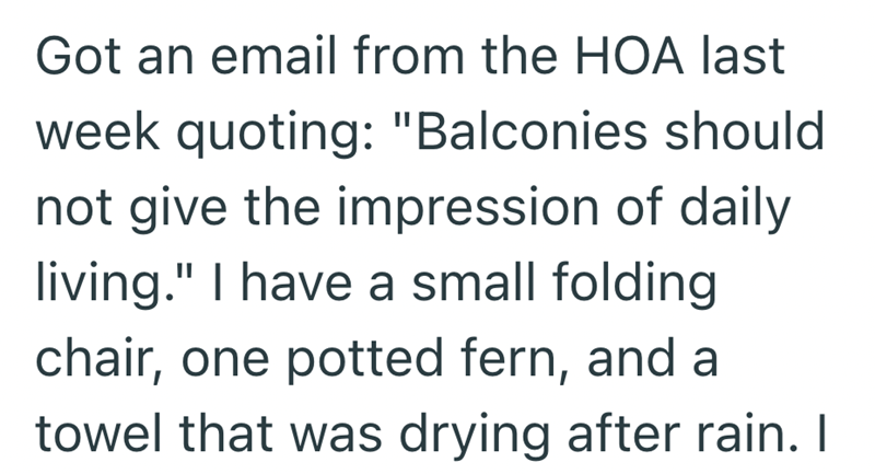 HOA cites resident for violating aesthetic standards by having a chair ...