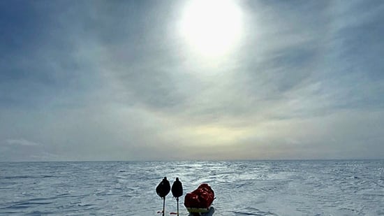 Sun halo signals weather warning on Antarctic trek