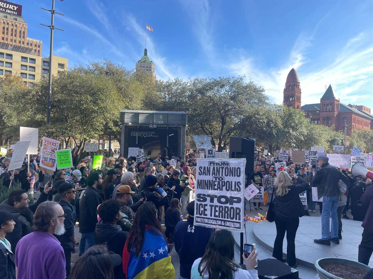 Hundreds march through downtown San Antonio to protest Minneapolis ICE ...