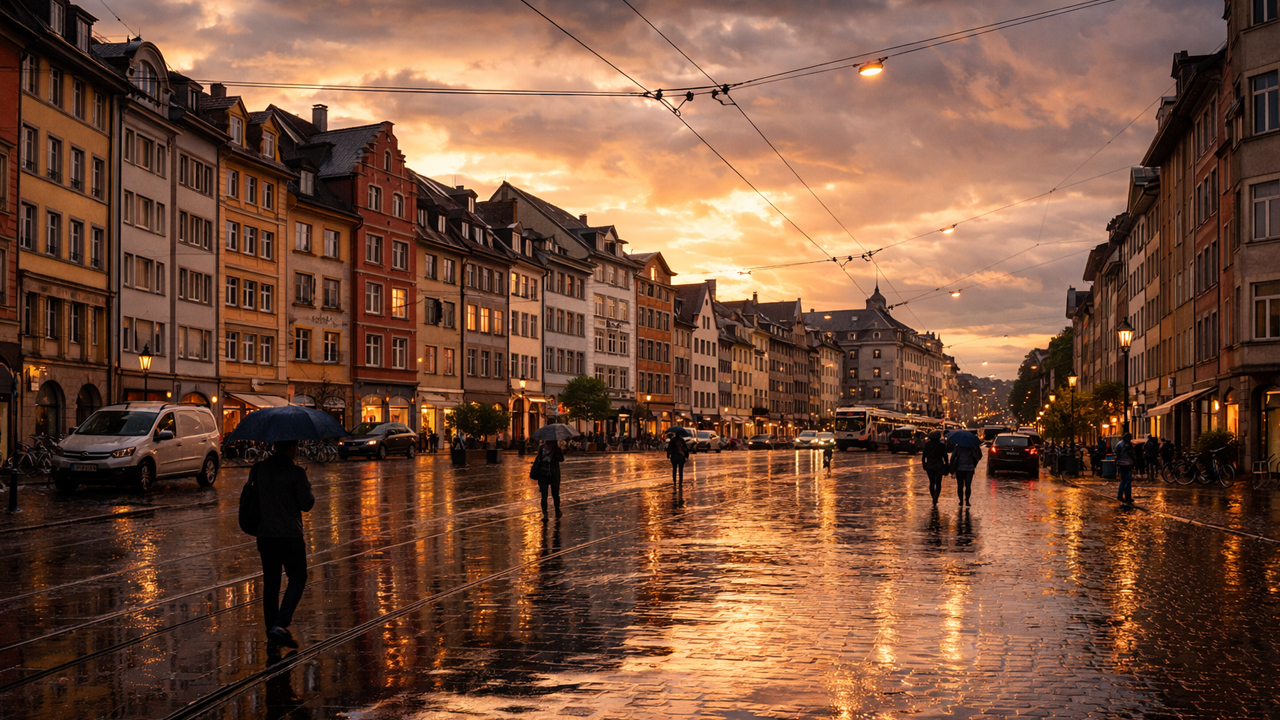 Walking through Amsterdam in the rain