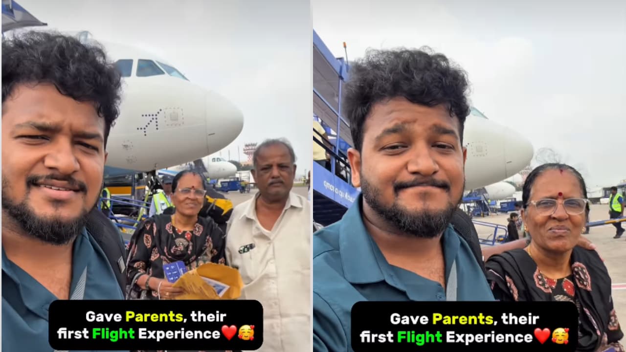 Middle-class dream comes true: Son takes parents on their first flight ...