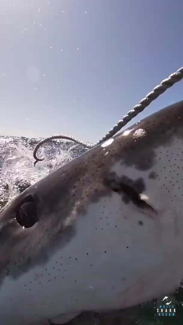 Great white shark spy hopping with open mouth #shorts