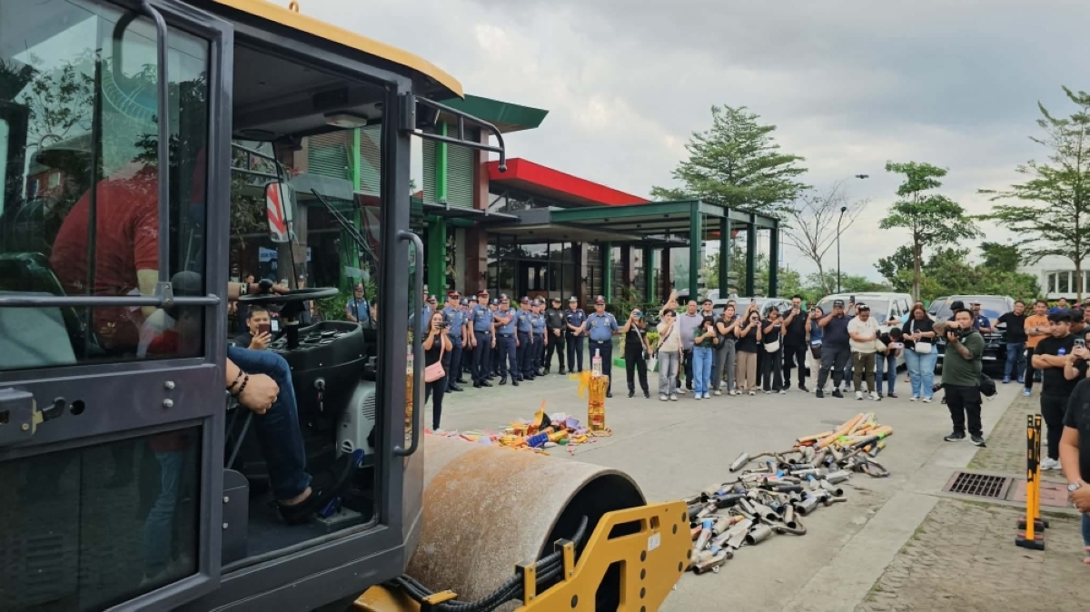 General Trias City destroys confiscated firecrackers, mufflers for safety
