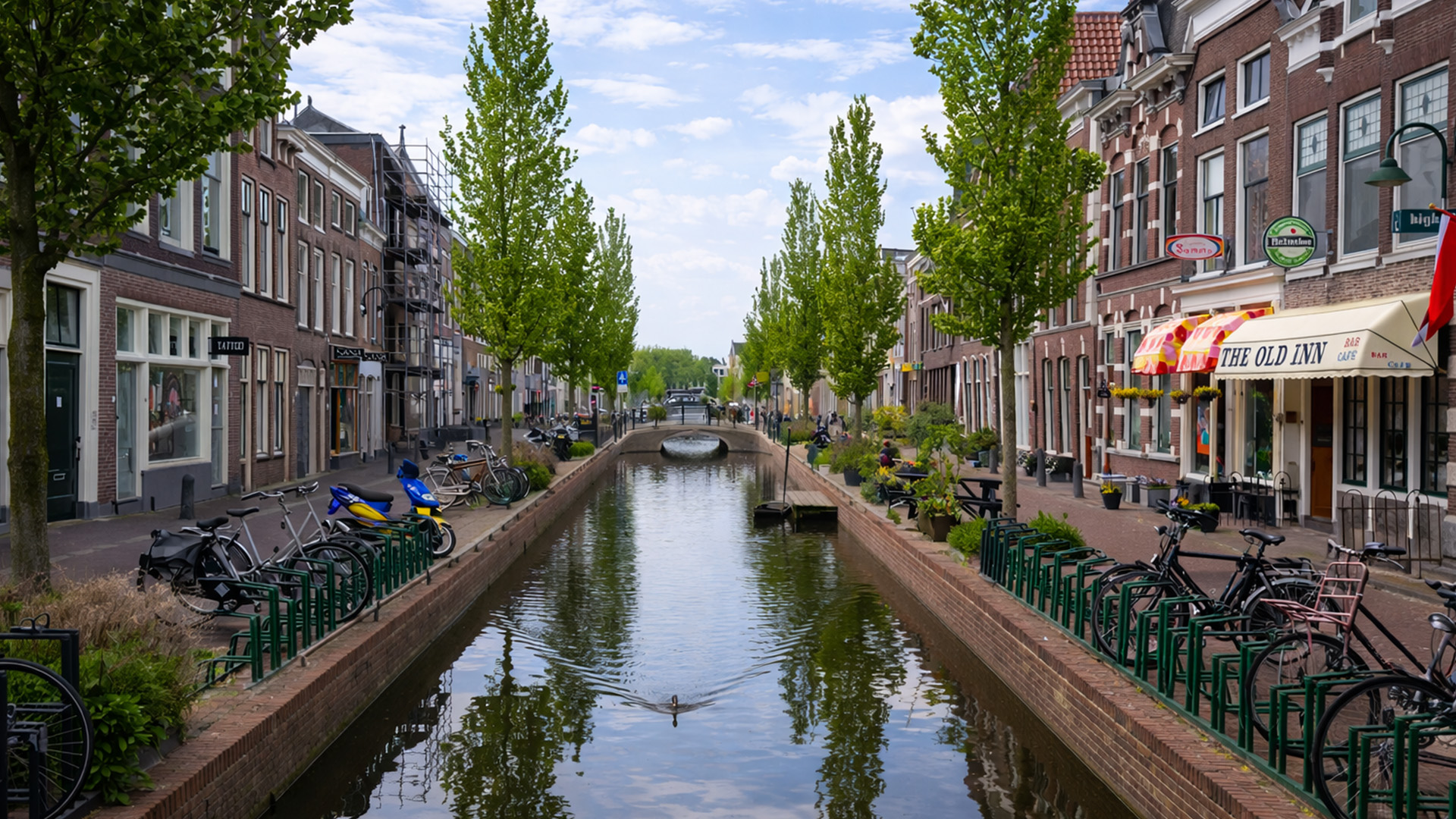 Gouda Netherlands medieval city with iconic town hall (4K)