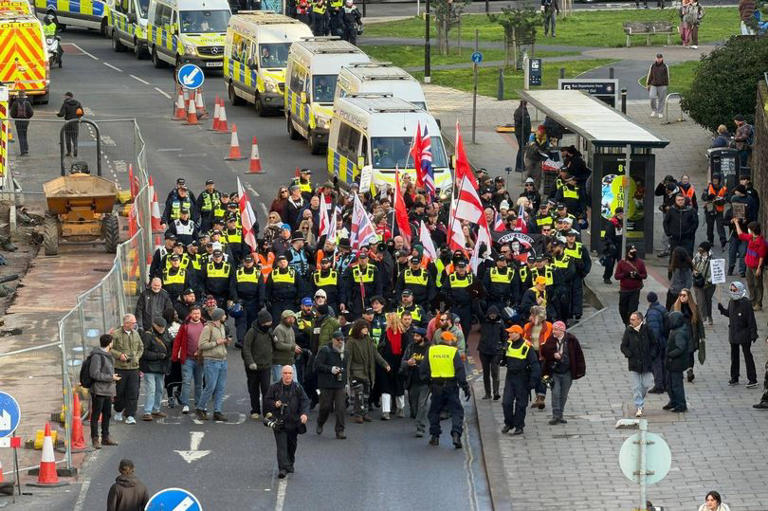 Protest and counter-demo take over major English city as police keep ...