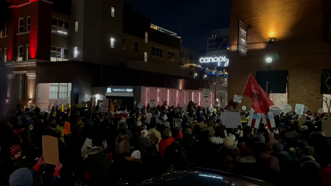Activist Protest With Noise At ICE Agents Hotel In Minnesota
