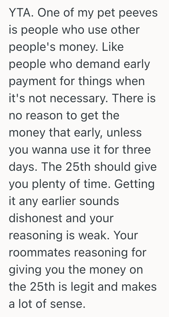 Roommate wants to pay the rent five days early, but another roommate ...