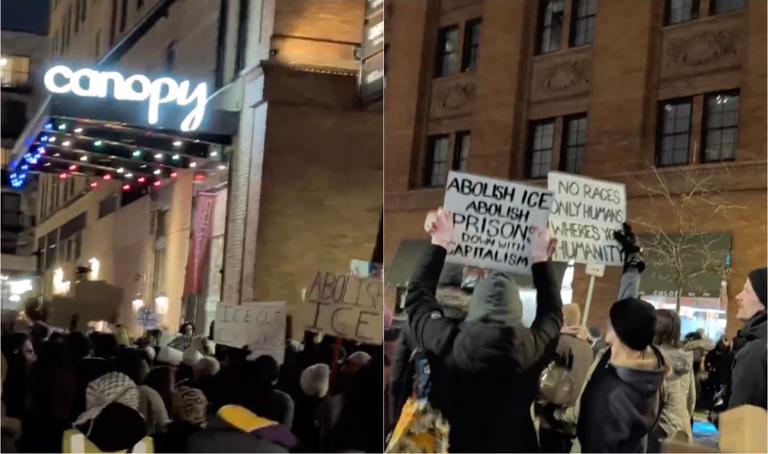 What happened during Friday night anti-ICE protest in downtown Minneapolis?
