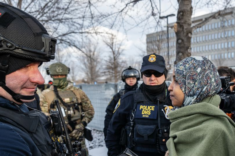 Minnesota's Ilhan Omar faces off with dozens of ICE agents as she's ...