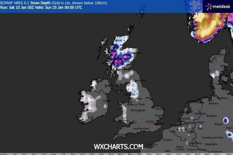 UK weather maps show 66cm of snow set to fall as new blizzard emerges