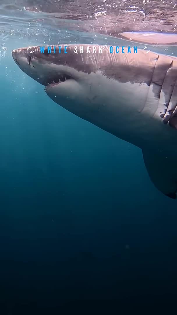 Great white shark in the sun rays