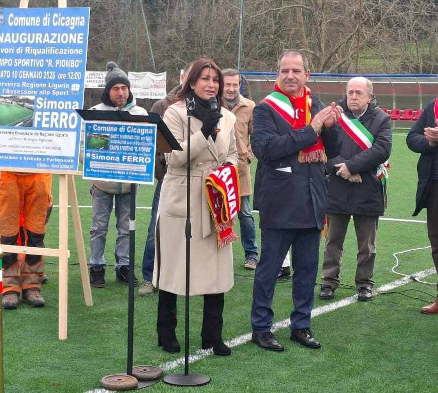 Cicagna: Simona Ferro inaugura il riqualificato campo di Monleone