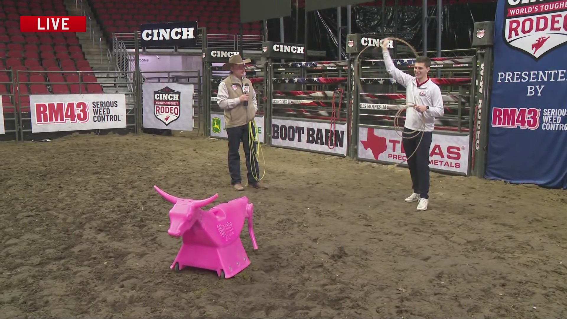 Cinch World's Toughest Rodeo at the Casey's Center, Skyler learns to rope