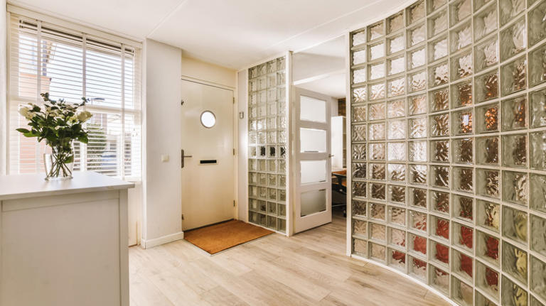 Make a striking modern entryway with the glass block trend