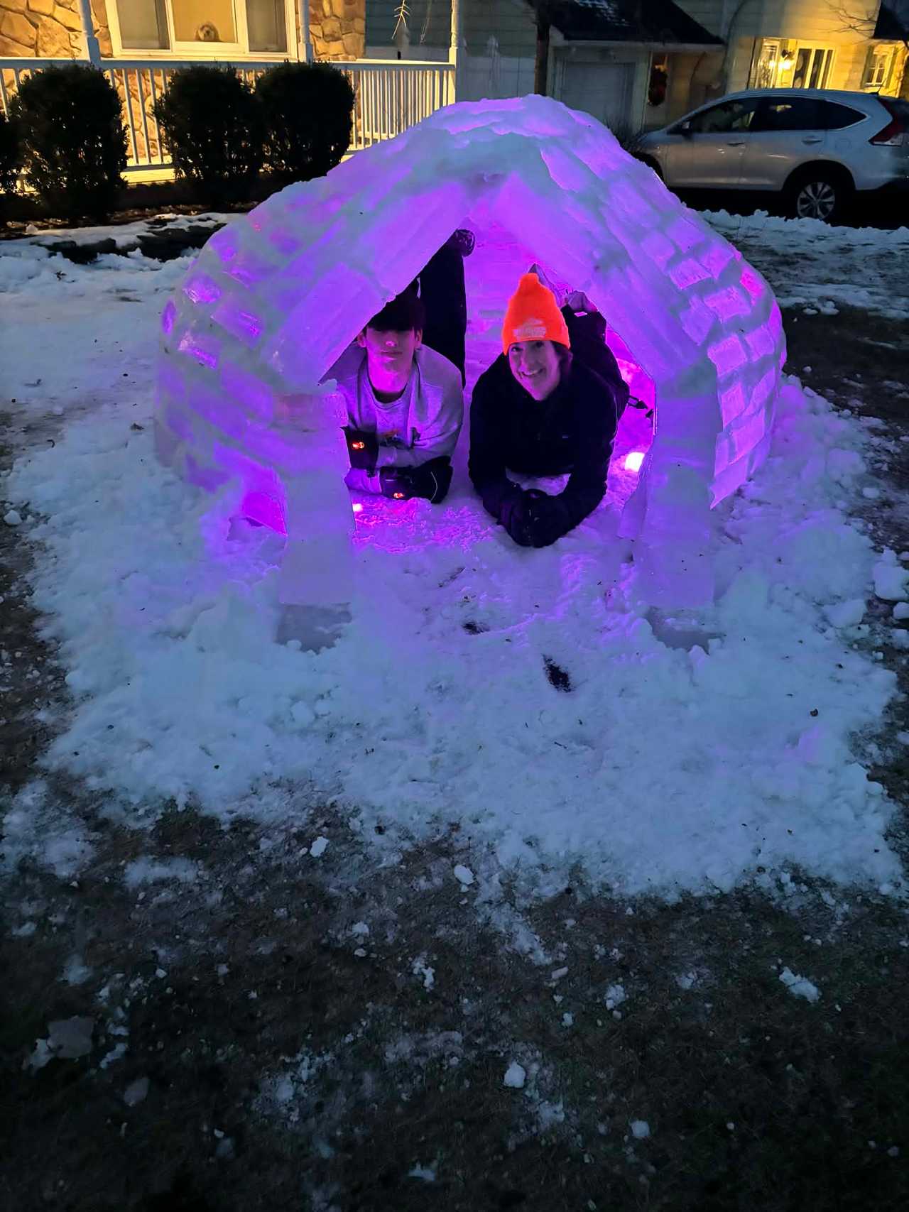 Paramus mom, son build igloo during winter break — now it’s melting away