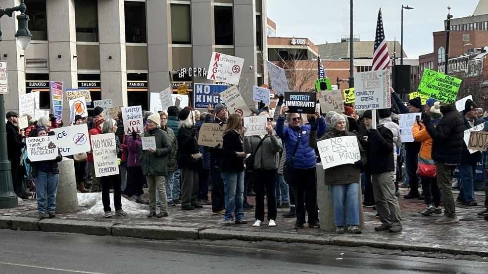 Protesters rally in Portland against ICE following Minnesota shooting