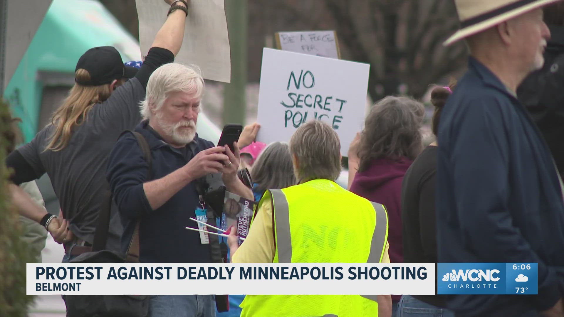 Protest held in Belmont against deadly Minnesota shooting