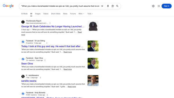 Did George W Bush say he was celebrating no longer having started the ...