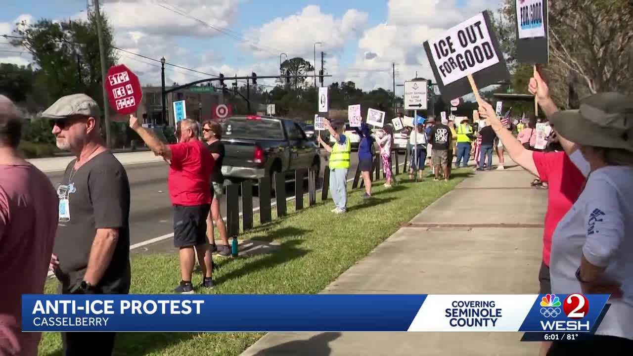 Dozens protest ICE, Minneapolis shooting in Seminole County