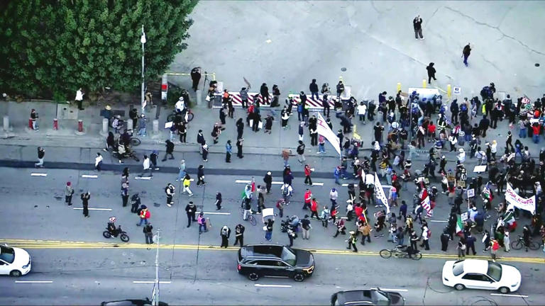 Live: Crowds protest federal immigration activity in downtown Los Angeles