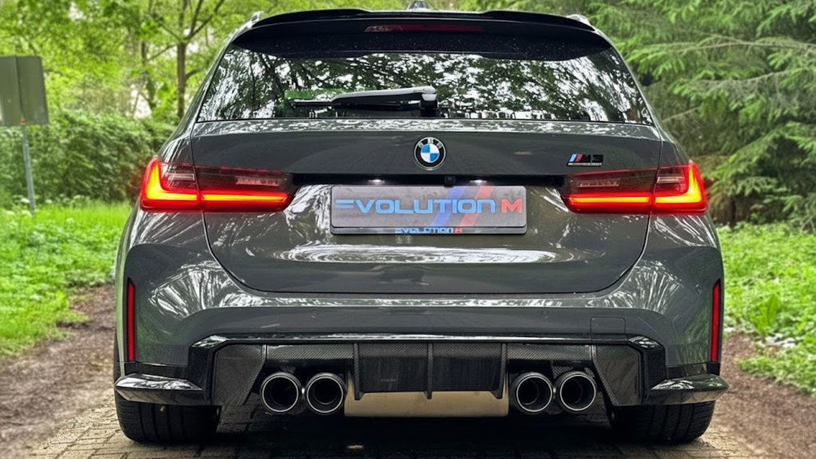 BMW M3 Touring with legal Akrapovic and downpipes