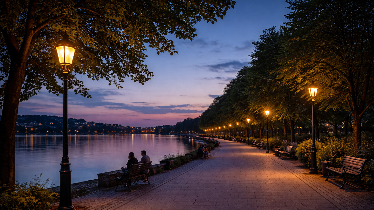 Promenade paisible en soirée à Zurich