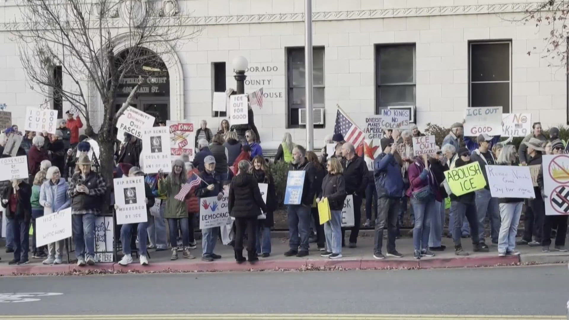 Hundreds gather in Placerville to protest ICE and Trump administration ...