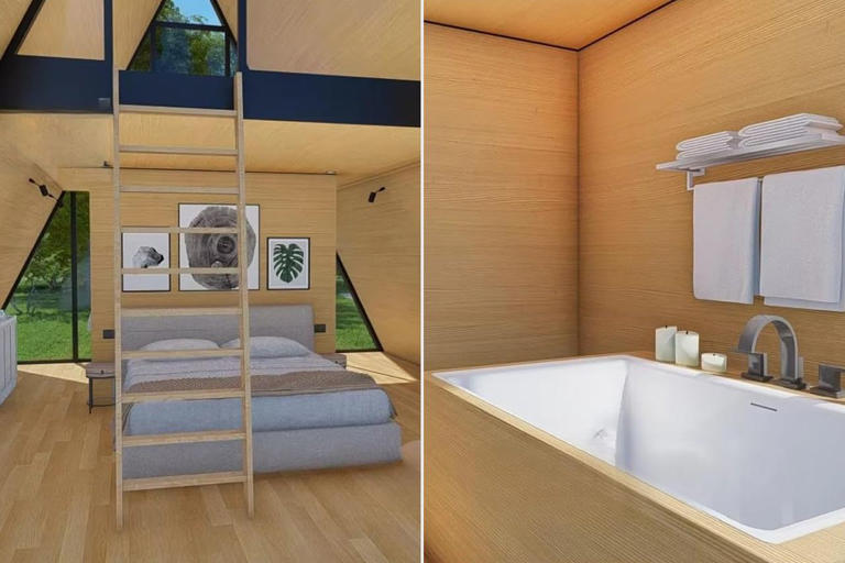 Amazon has a cabin-esque tiny house with floor-to-ceiling windows and a ...