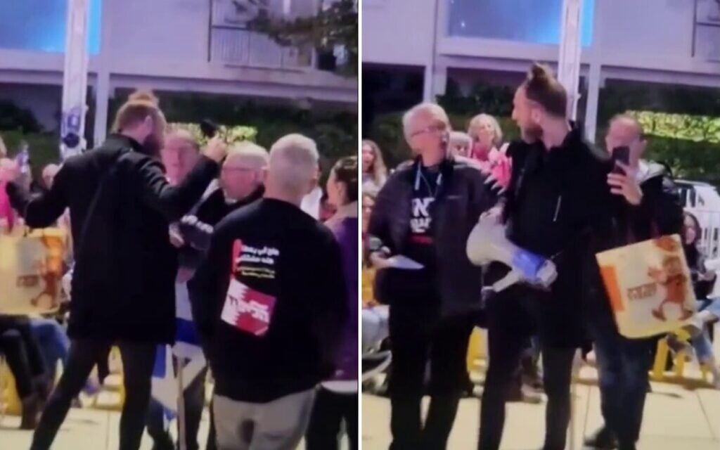 Right-wing activist uses pepper spray on anti-government protesters