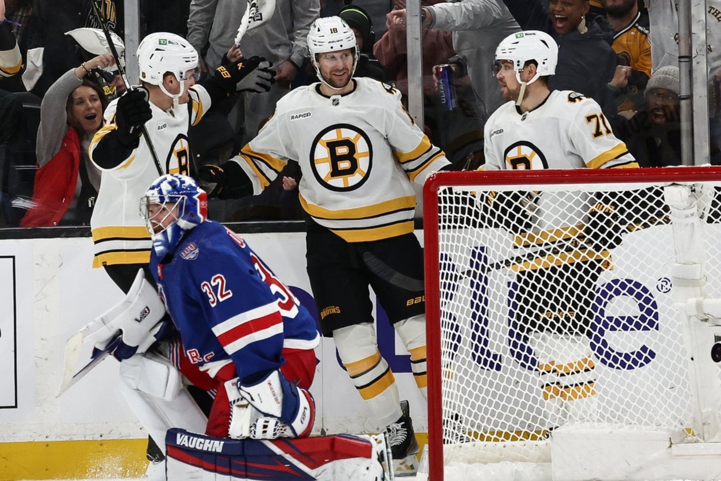NHL roundup: Two Bruins combine for 7 goals in 10-2 rout of Rangers