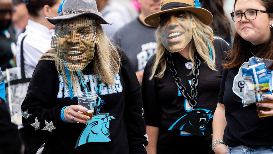 Cam Newton hosts live podcast at Roaring Riot tailgate ahead of Rams ...