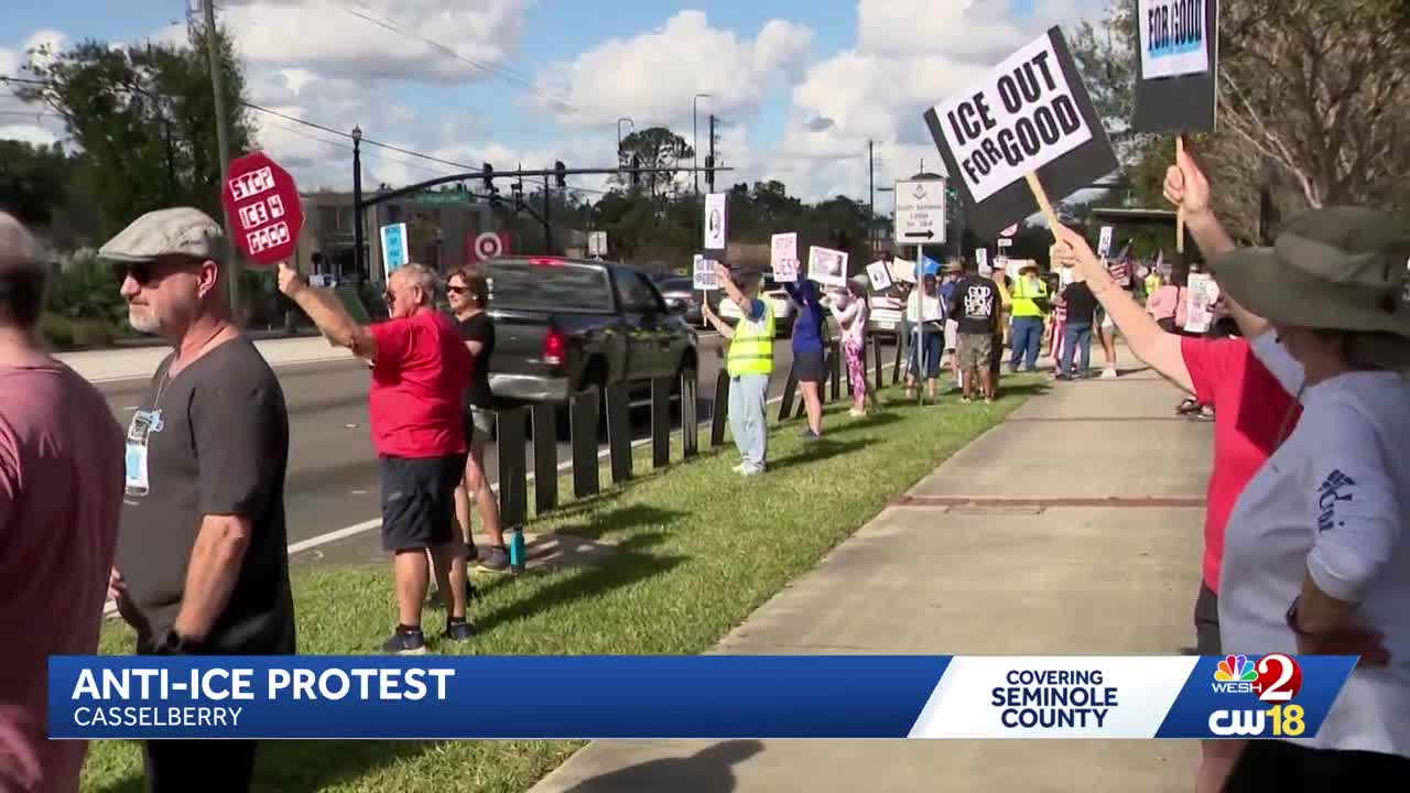 Dozens protest ICE, Minneapolis shooting in Seminole County
