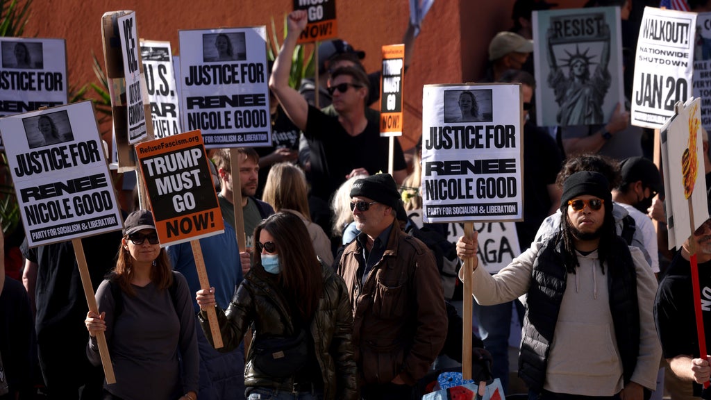Thousands protest ICE with march through downtown Los Angeles