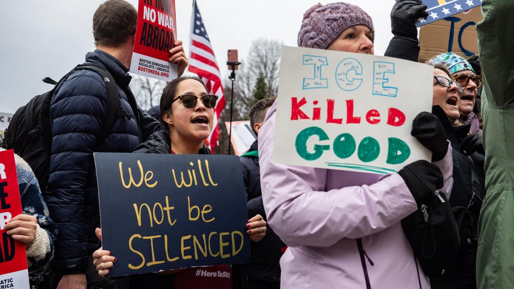 Thousands gather on Boston Common to protest against ICE shootings, US ...