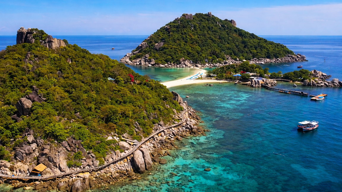 Small island with clear blue water