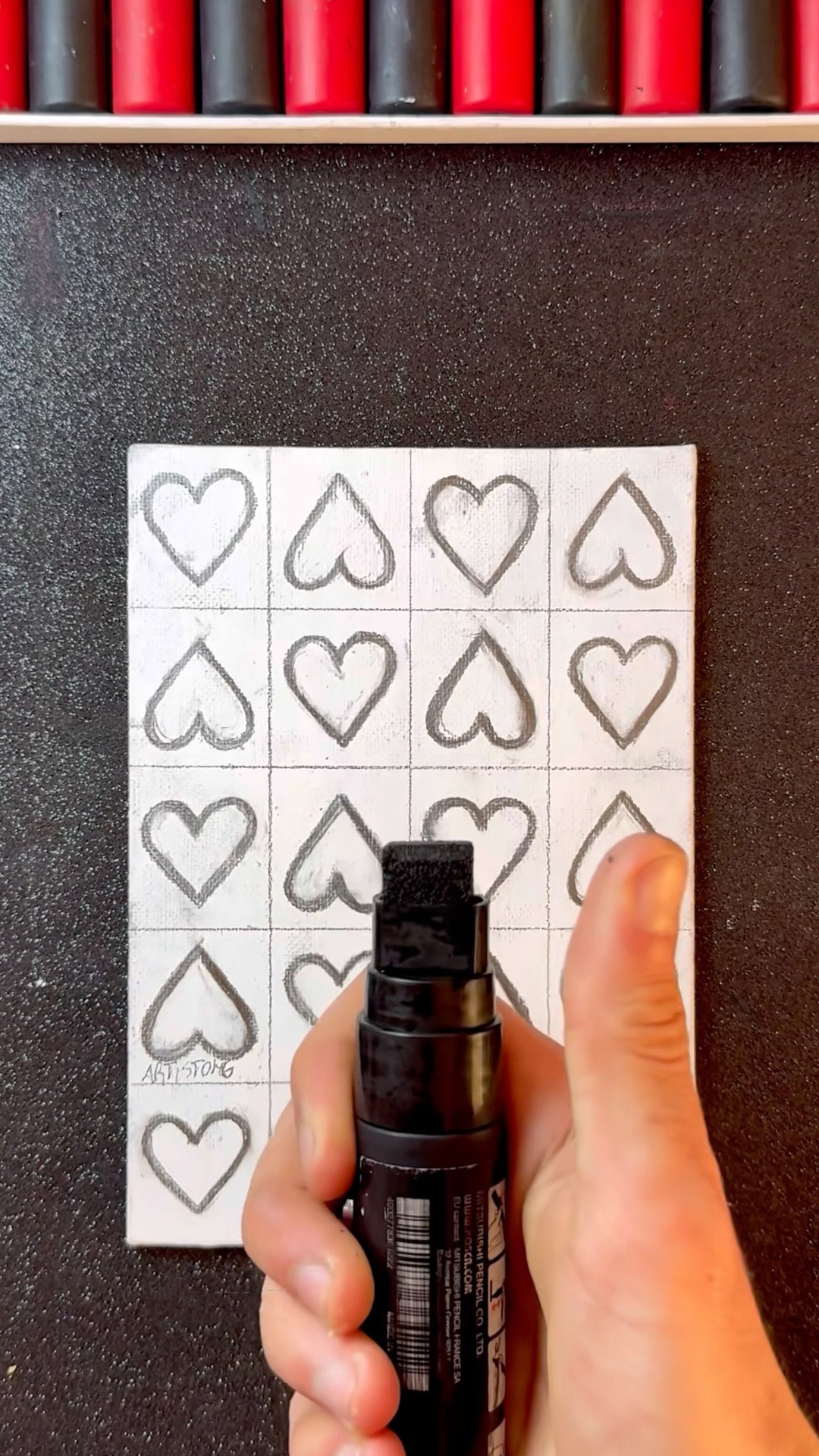 Creating neon heart patterns with paint markers