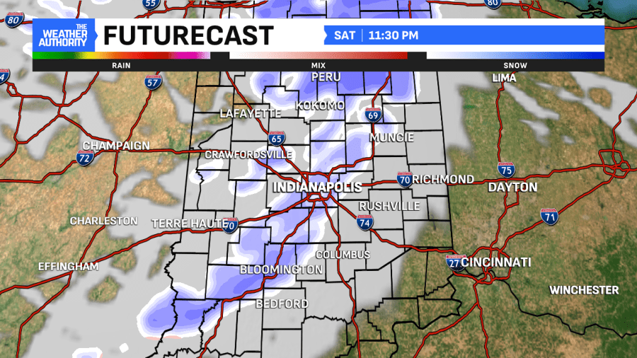 Winter returns to central Indiana with snow showers Saturday night