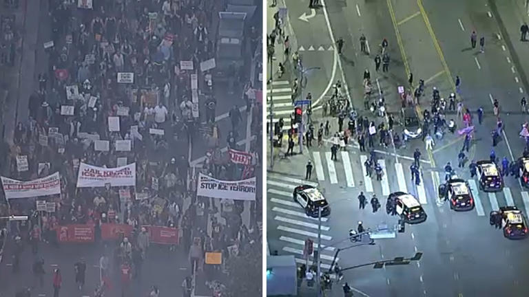 Protesters gather in DTLA for march against deadly ICE shooting in ...