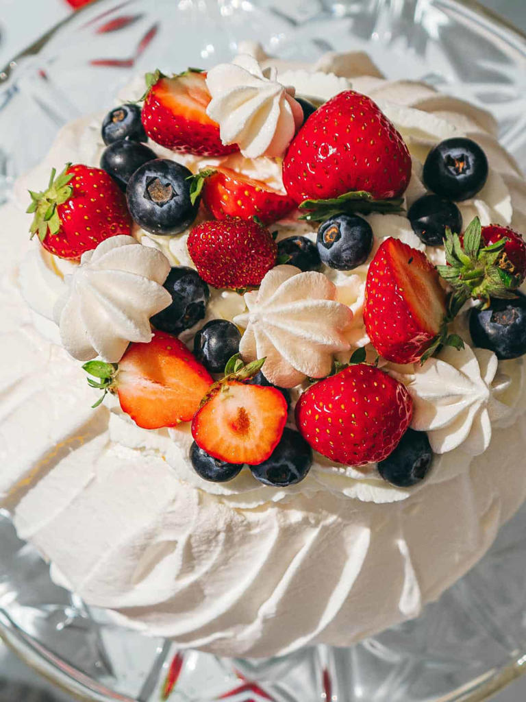 Mixed Berry Pavlova with Whip Cream