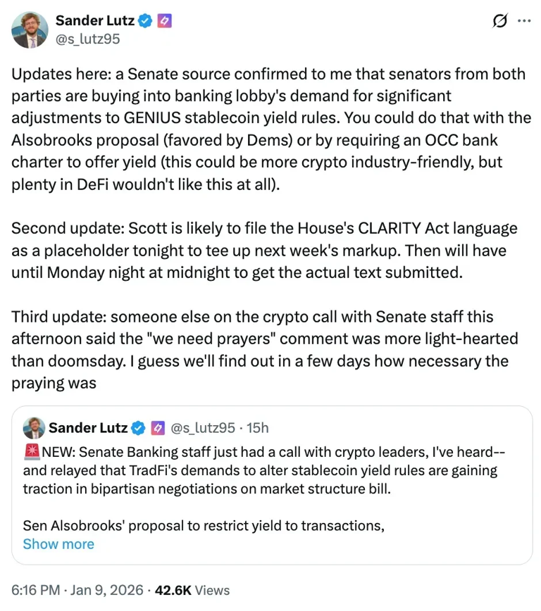 Banks push to limit stablecoin rewards ahead of Senate’s CLARITY Act markup