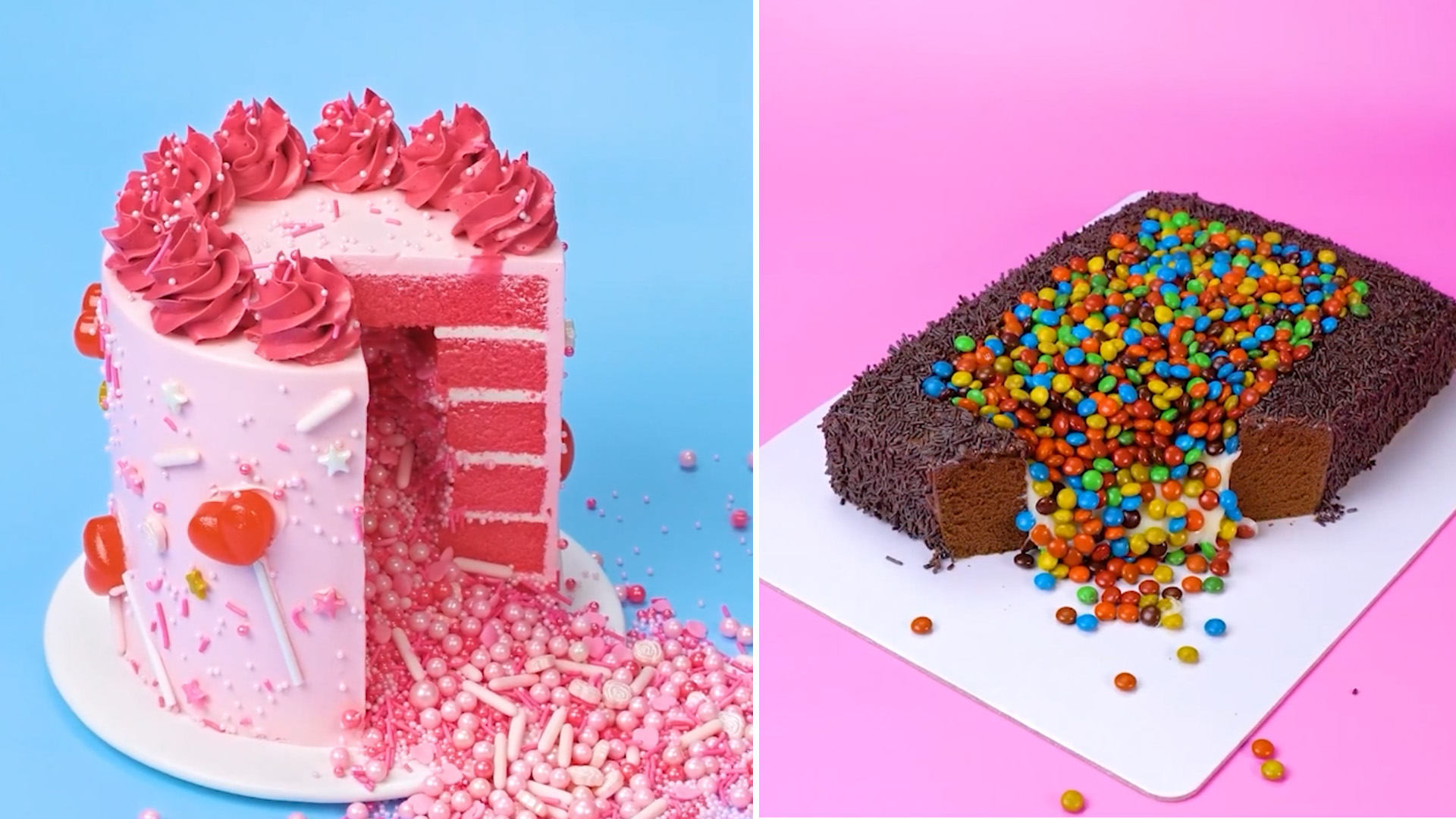 Sprinkle filled cake and candy chocolate loaf