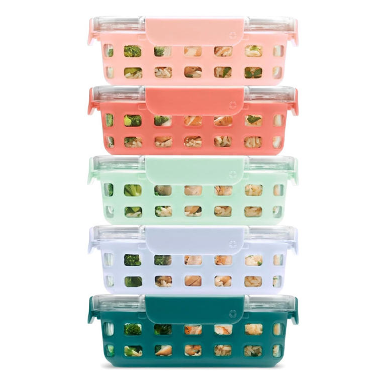 Amazon is selling a 5-pack of glass food containers with colorful ...