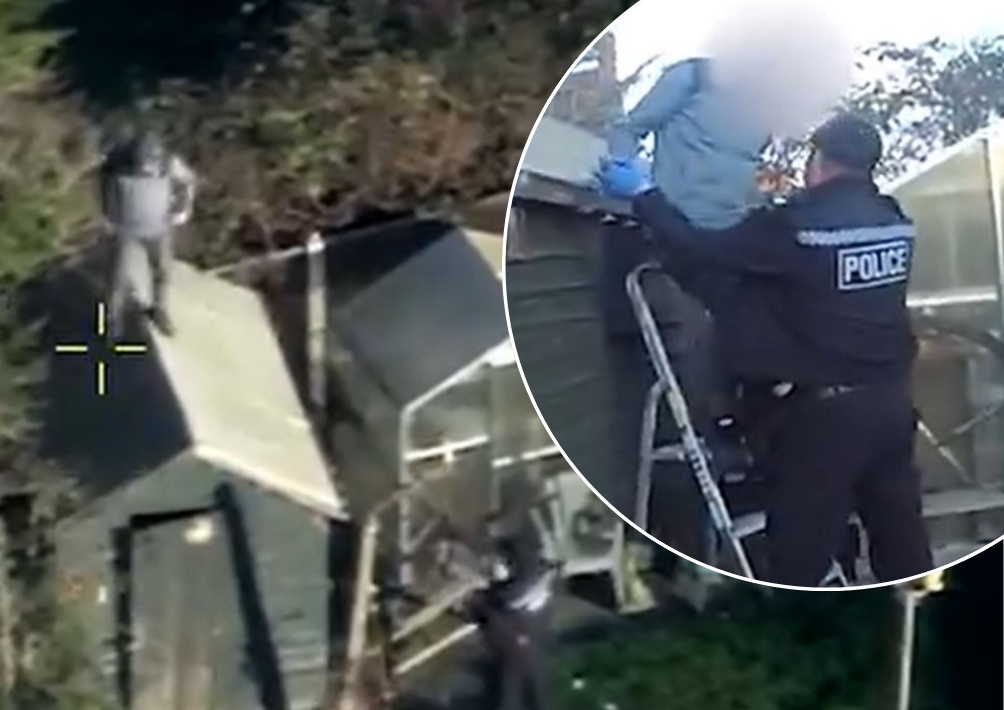 Watch moment wanted man becomes stuck on Doncaster shed roof & is ...