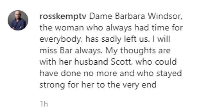 Ross Kemp shares emotional moment writing Barbara Windsor's eulogy