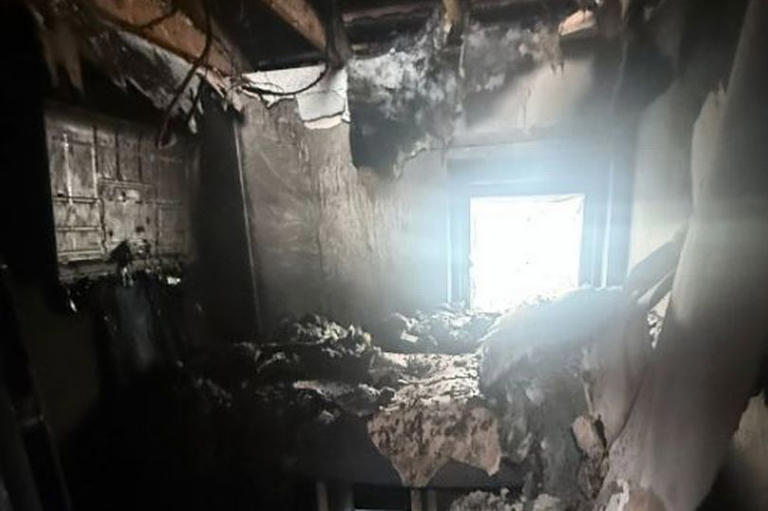 Photos show the inside of family home completely destroyed by a fire