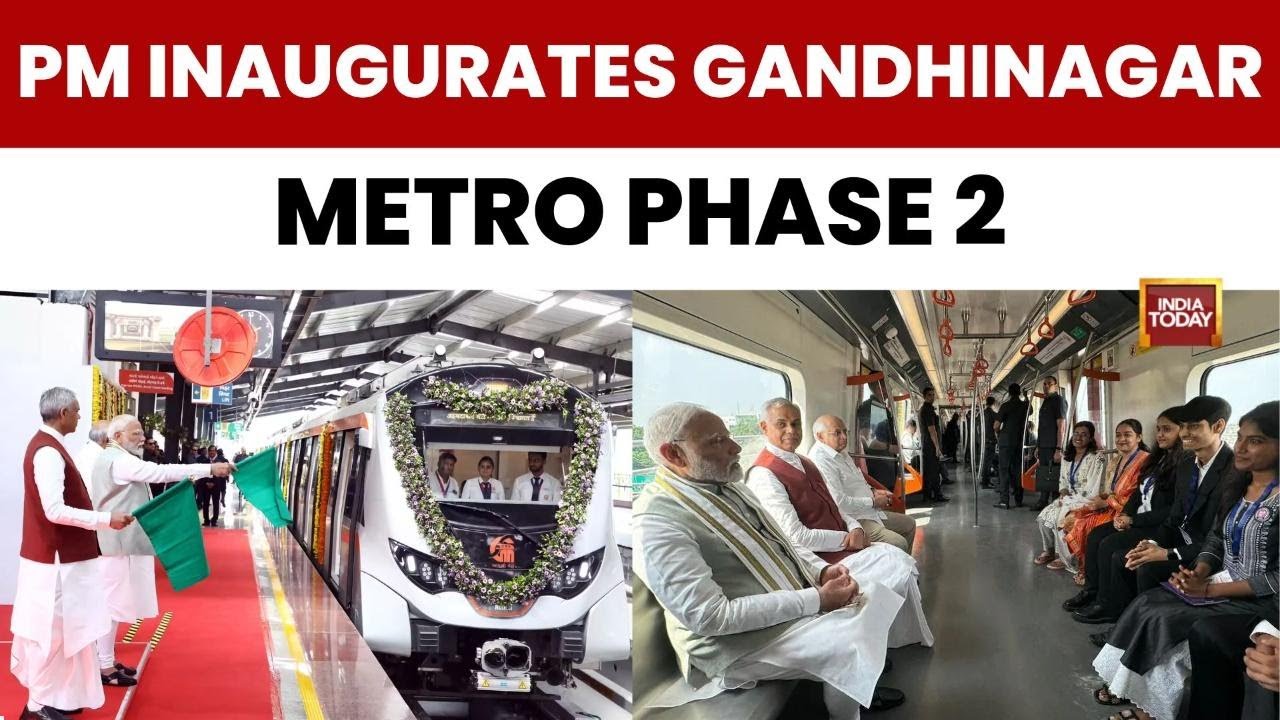 PM Modi inaugurates metro phase 2 at Mahatma Mandir, greets crowds in ...