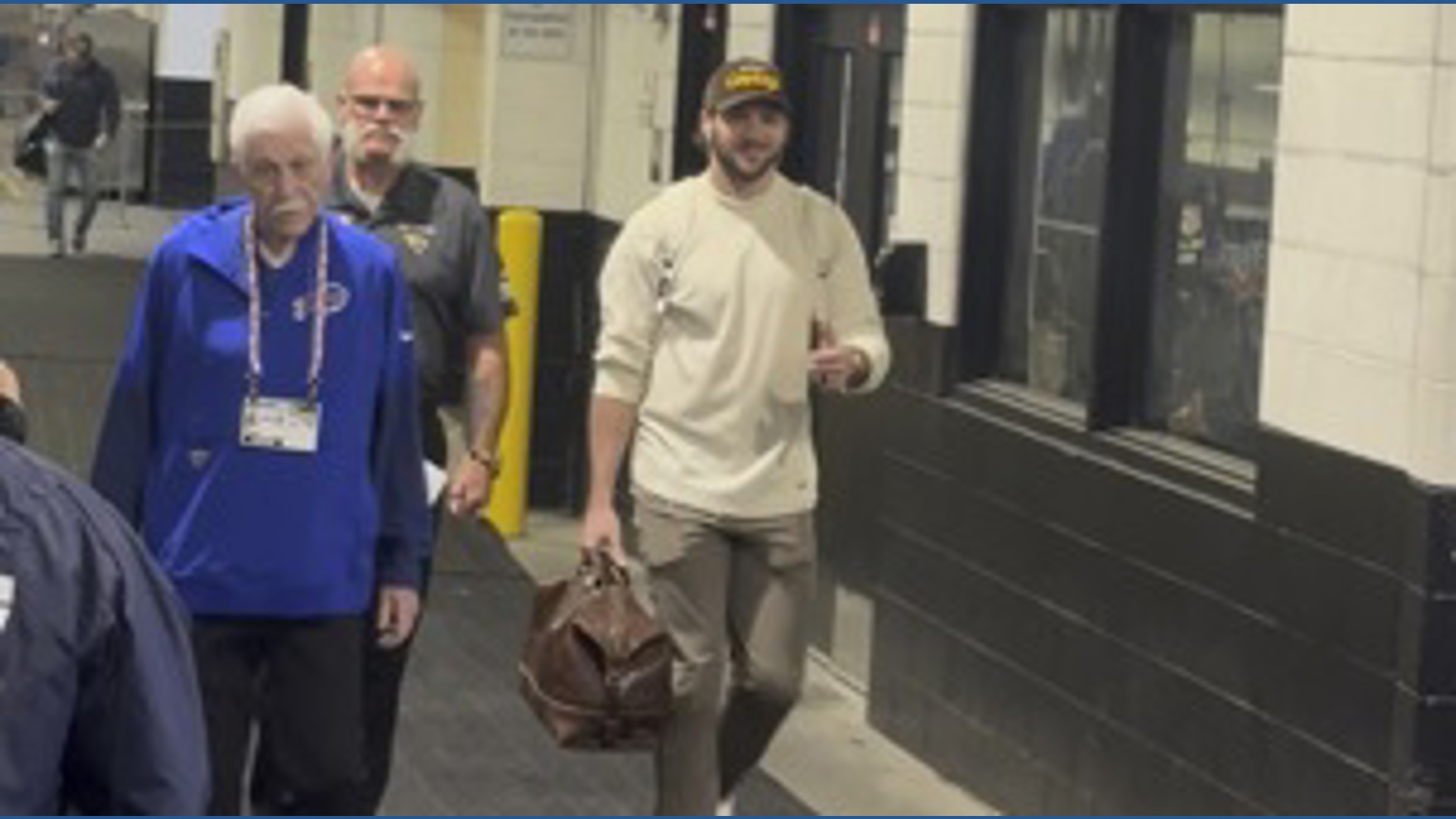 Josh Allen arrives ahead of wild card game in Jacksonville