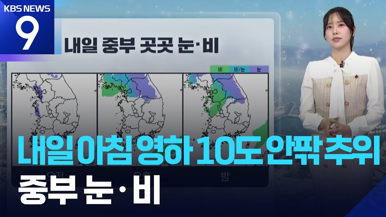 [날씨] 내일(12일) 아침 영하 10도 안팎 추위…중부 눈·비 / KBS 2026.01.11.